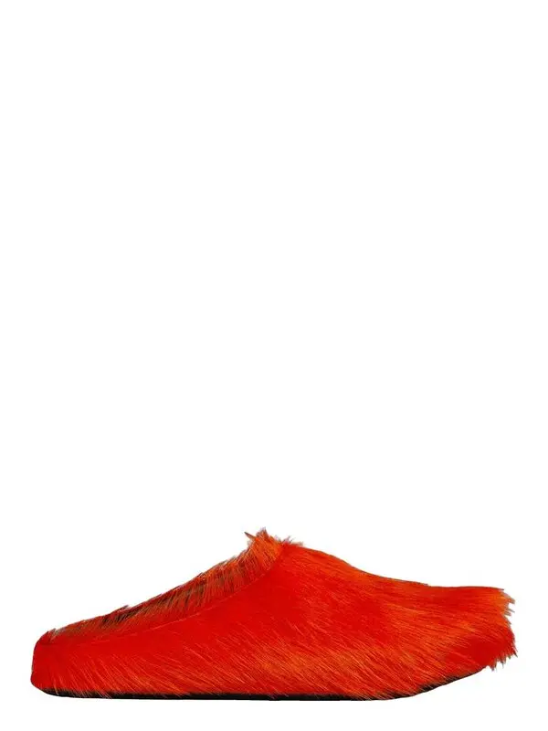 Marni Calfskin Fussbett Sabot Mules - Orange