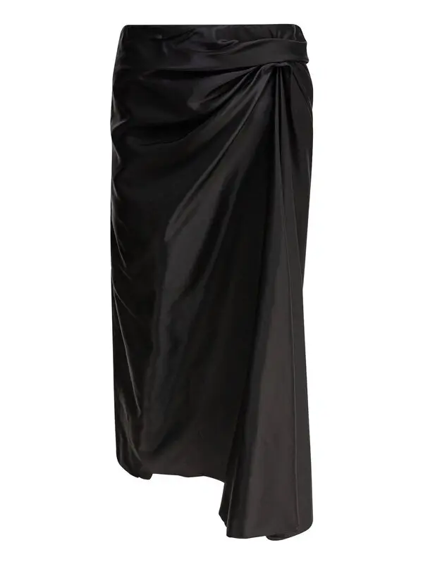 Balenciaga Draped Cupro Twill Skirt - Black