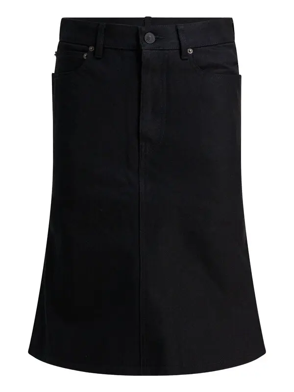 Balenciaga Godet Denim Midi Skirt - Black