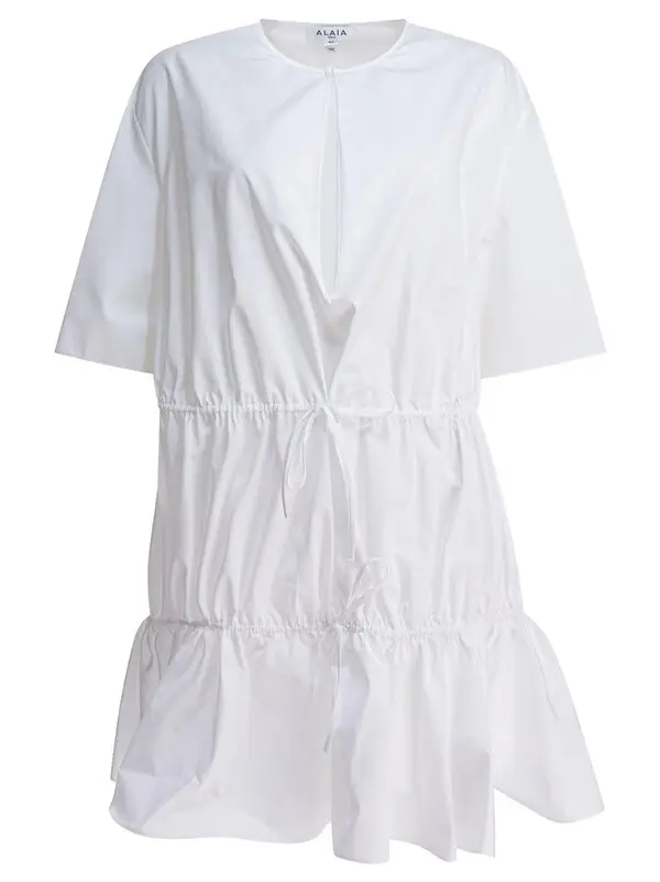 Alaïa Cotton Poplin Mid-calf Dress - White