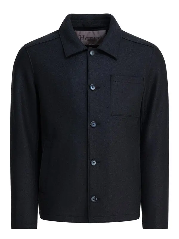Herno Virgin Wool Overshirt Jacket - Blue