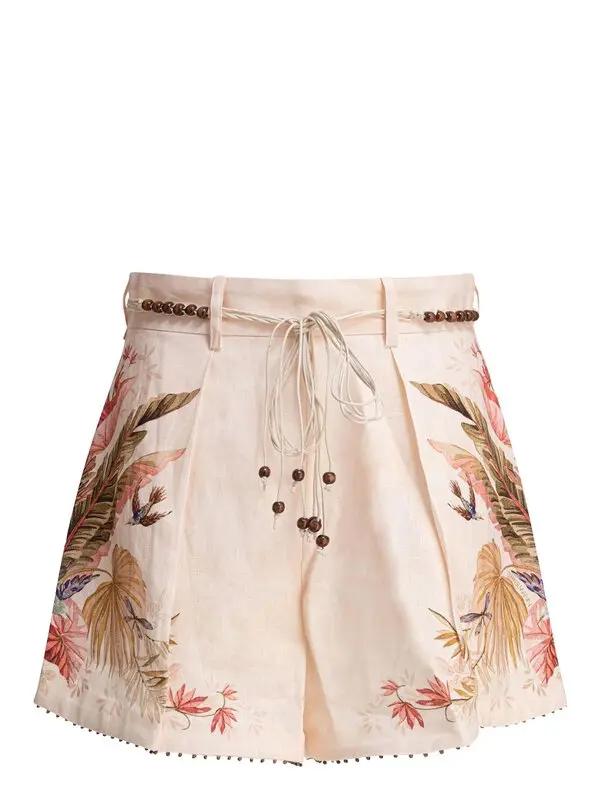 Zimmermann Ascension Linen Shorts - Pink