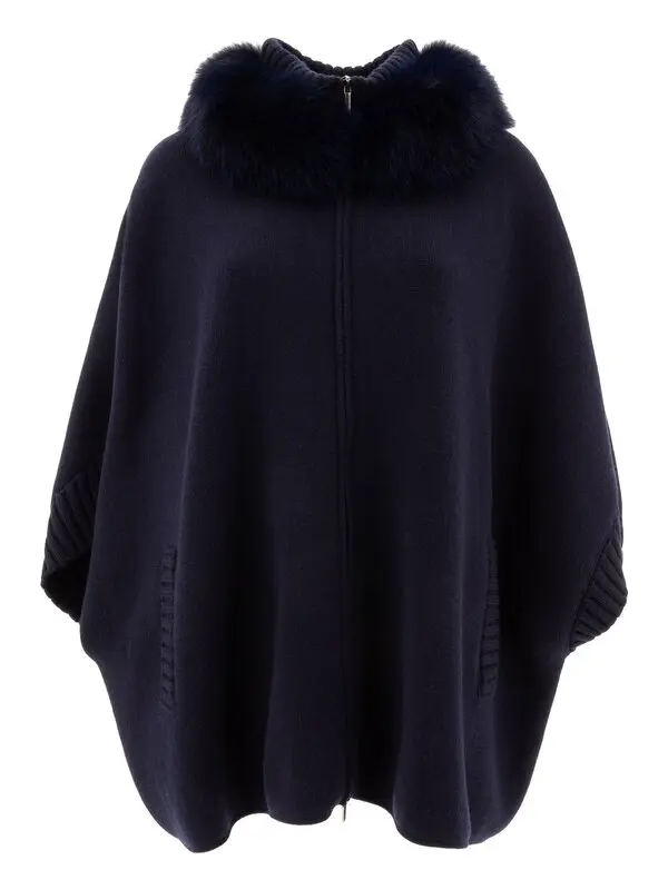 GIOVI Wool And Cashmere Poncho - Blue