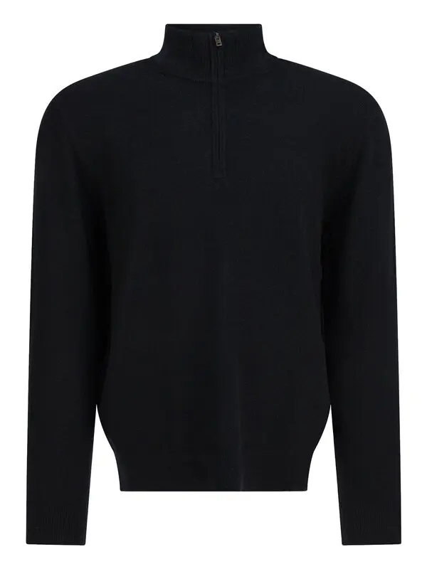 Vince Cashmere Half-zip Sweater - Black