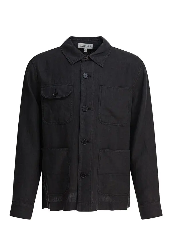 ALEX MILL Linen Work Jacket - Black