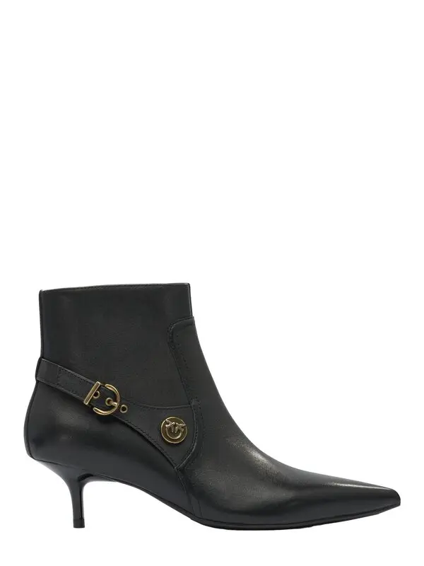 Pinko Leather Ankle Boots - Black