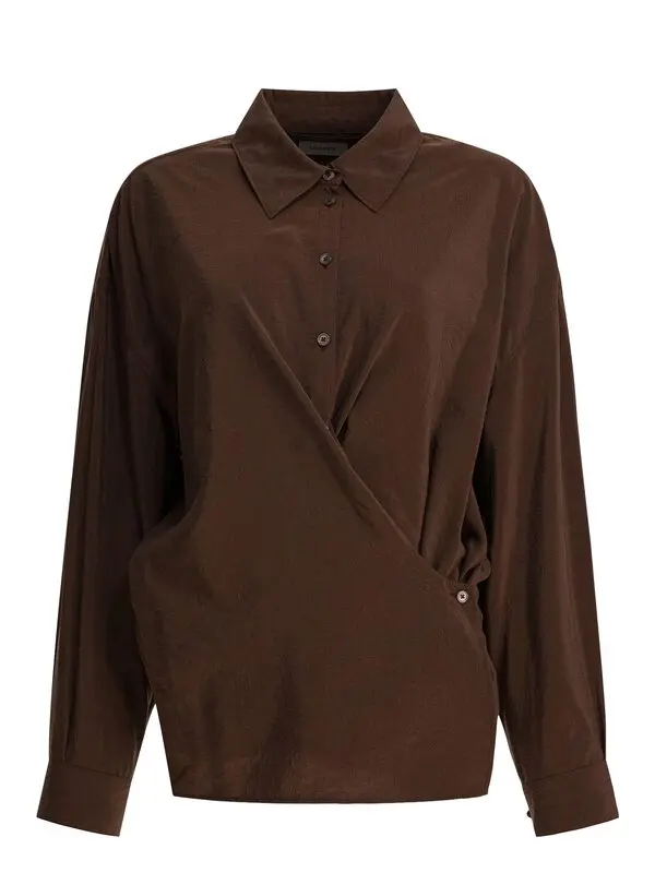 LEMAIRE Asymmetrical Silk Shirt - Brown