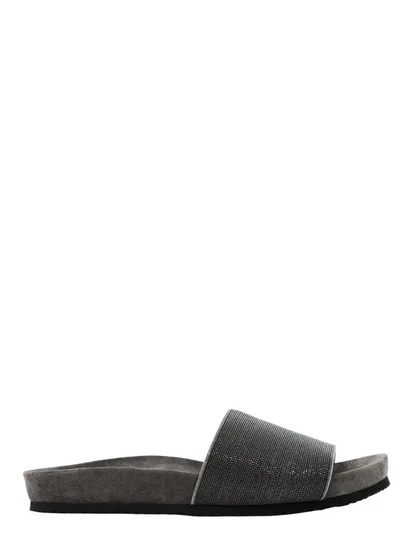 Brunello Cucinelli Suede 'precious' Slides - Grey