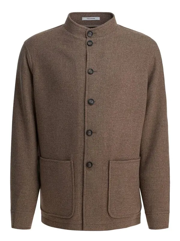 Tagliatore Band Collar Jacket - Brown