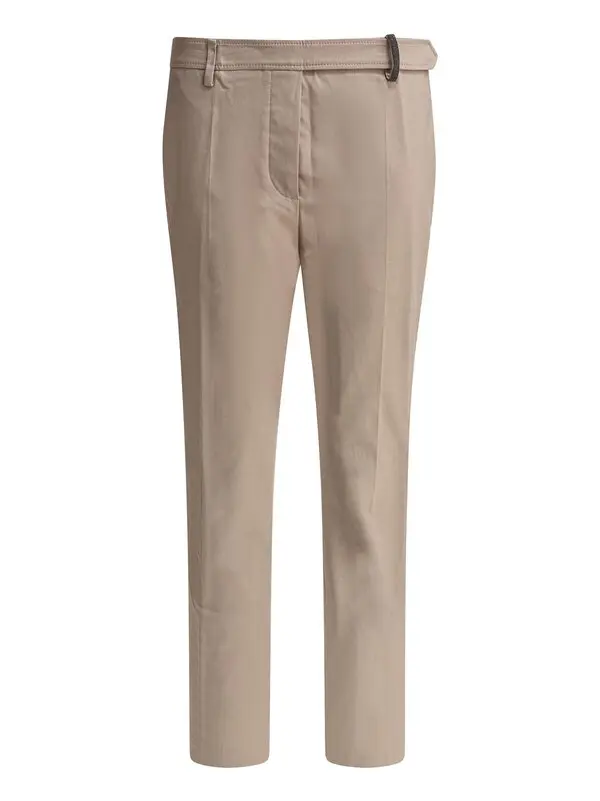 Brunello Cucinelli Boyfit Cotton Pants - Beige