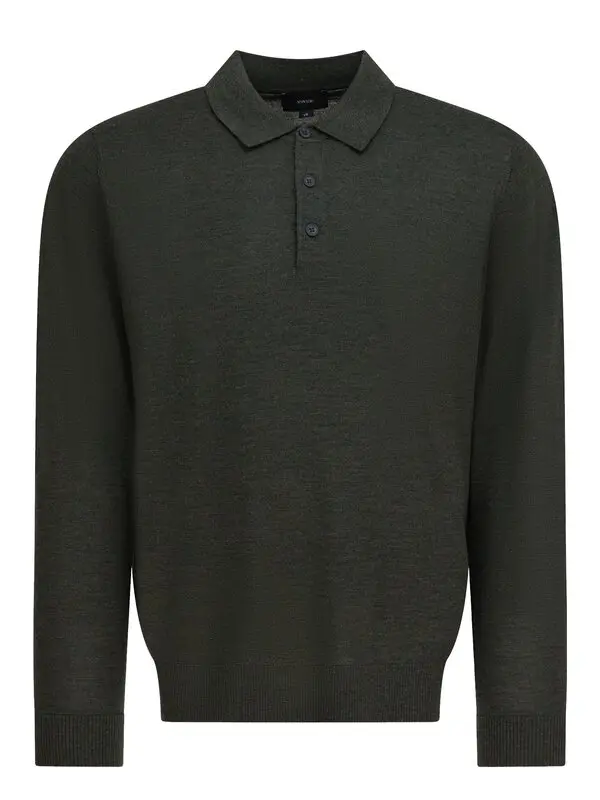 Vince Merino Wool Polo Shirt - Grey
