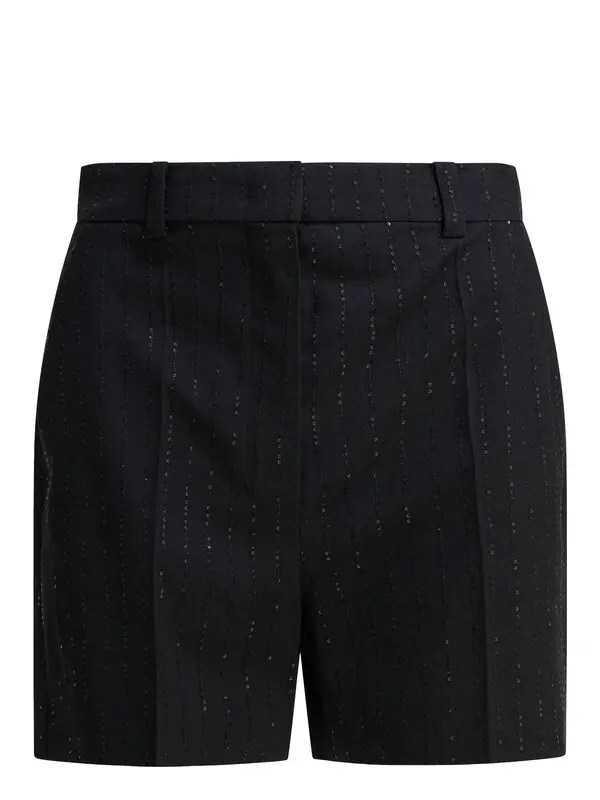 Max Mara Striped Wool Shorts - Black