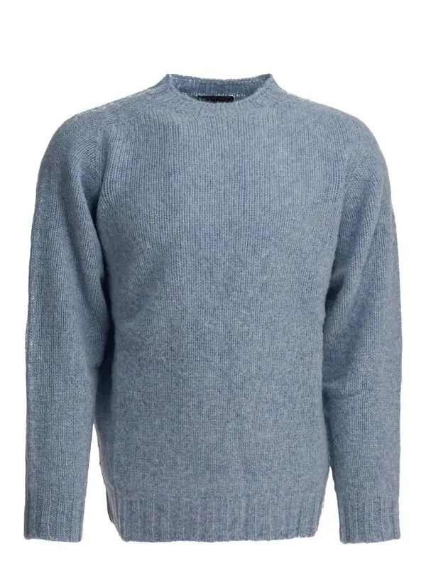 BEAMS Shaggy Bernard Crewneck Sweater - Light Blue