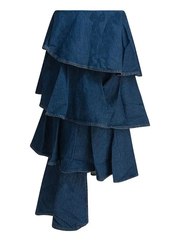 Alaïa Spiral Denim Skirt - Blue