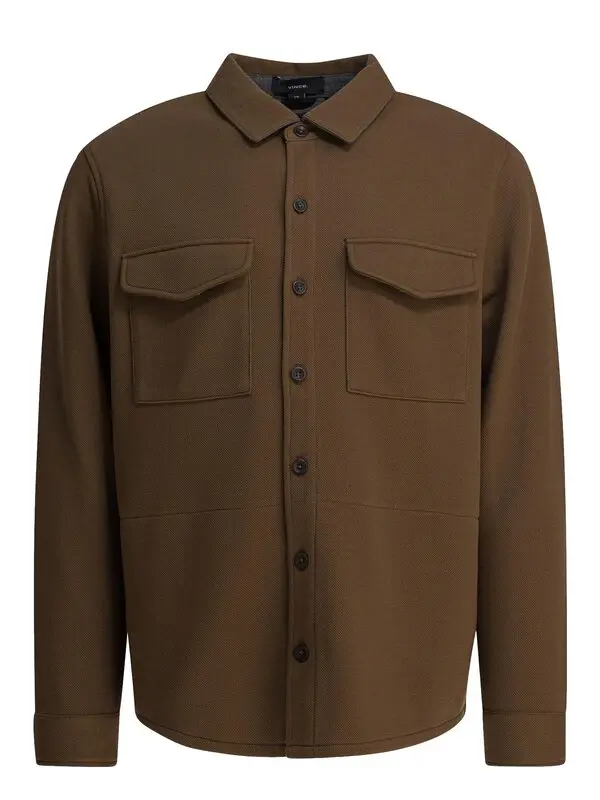 Vince Cotton Overshirt Jacket - Brown