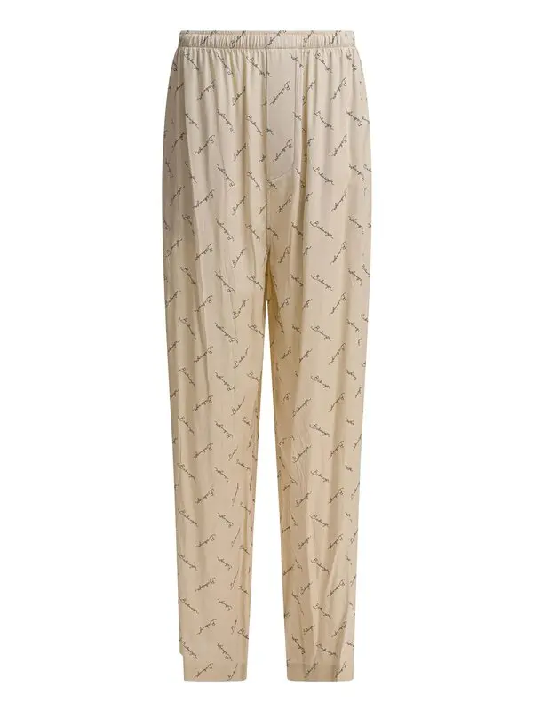 Balenciaga Logo Printed Pants - Beige