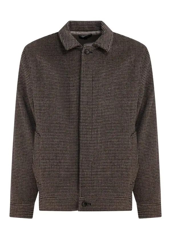 Vince Houndstooth Overshirt Jacket - Brown