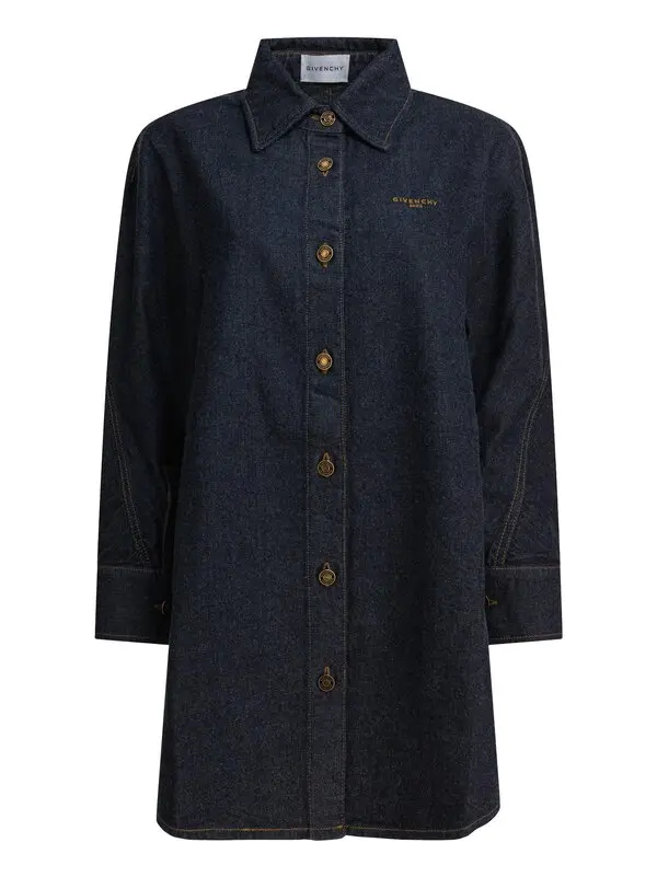 Givenchy Denim Shirt With Embroidery - Blue