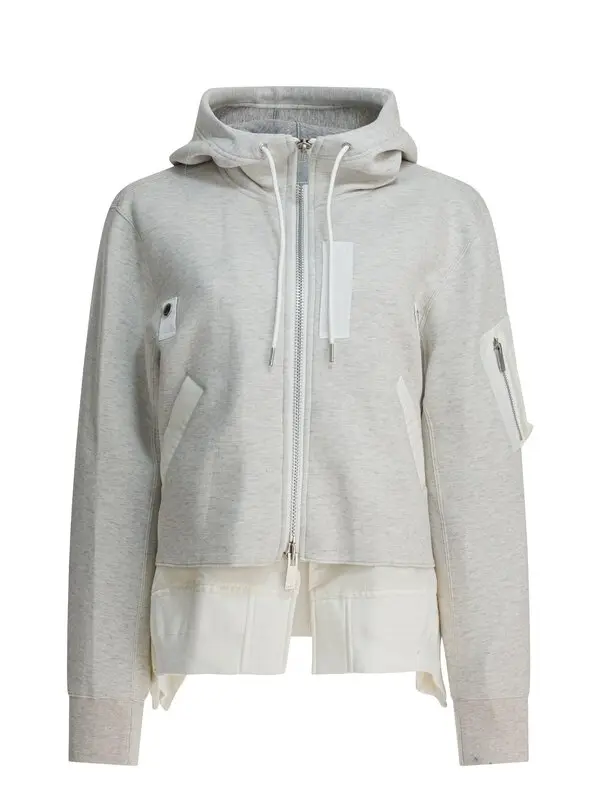 Sacai Cotton Zippered Sweatshirt - Grey