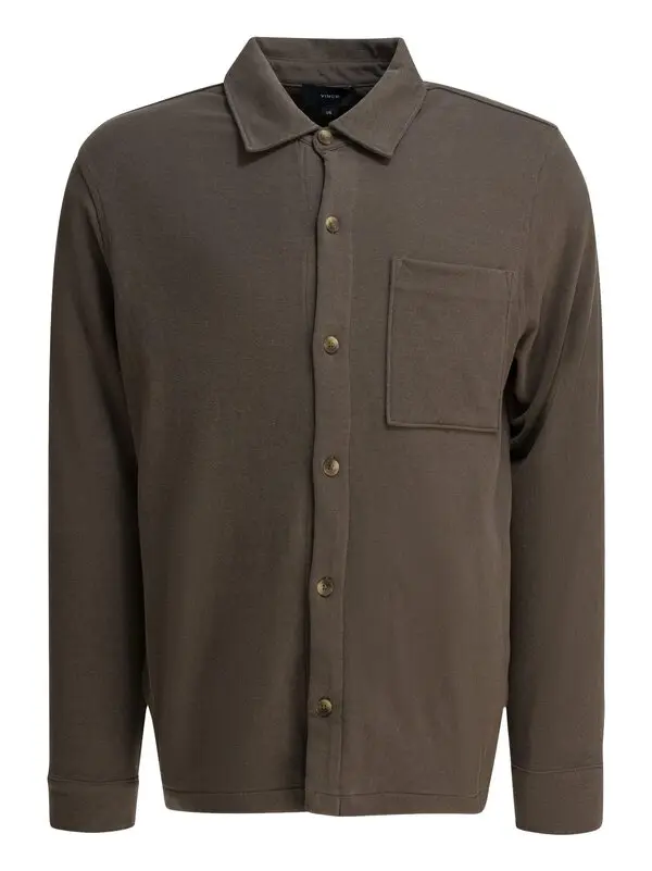 Vince Cotton Suede Overshirt Jacket - Brown