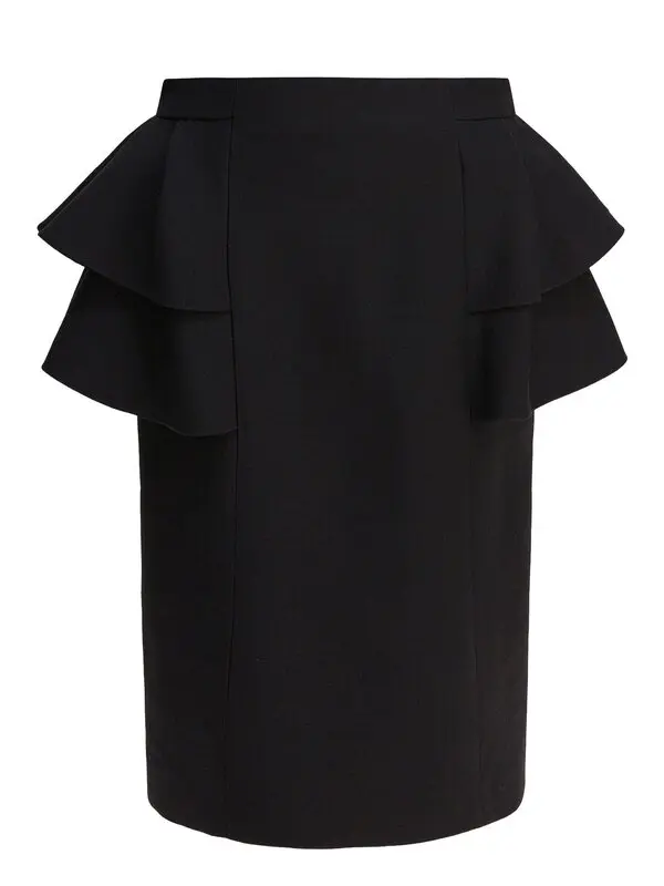 Valentino Garavani Wool And Silk Midi Skirt - Black