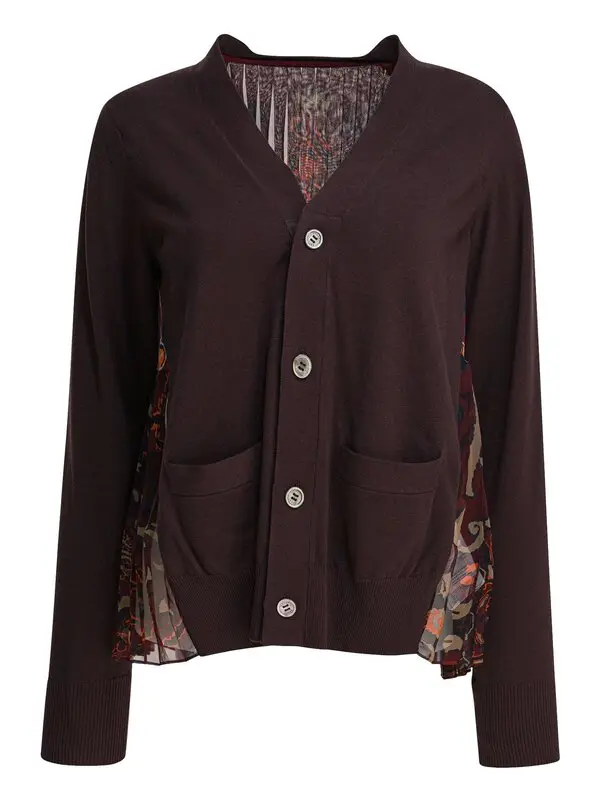 Sacai Floral Print Cardigan - Brown
