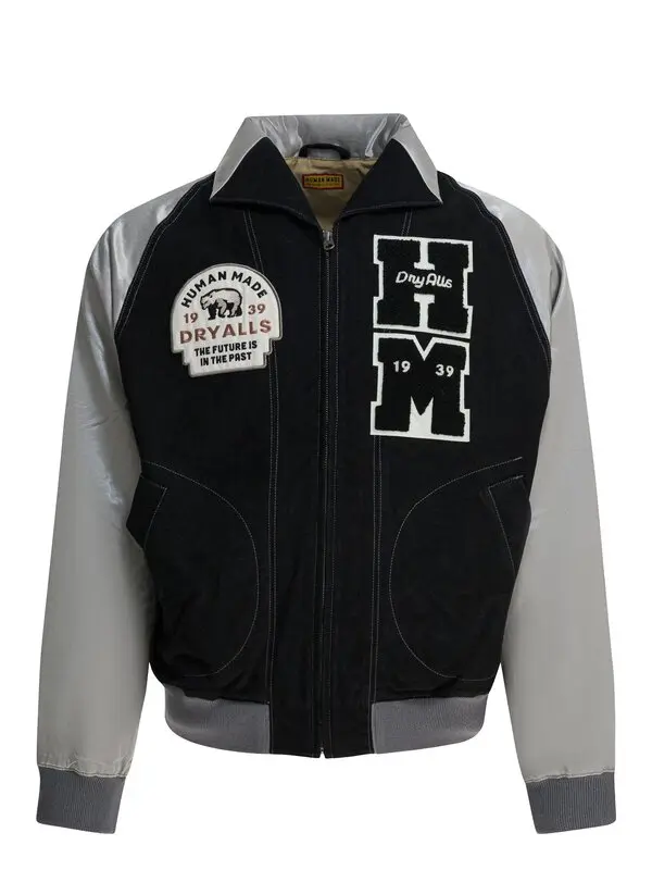 HUMAN MADE Satin 'varsity' Bomber Jacket - Black