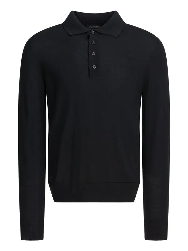 TOM FORD Long Sleeved Polo Shirt - Black