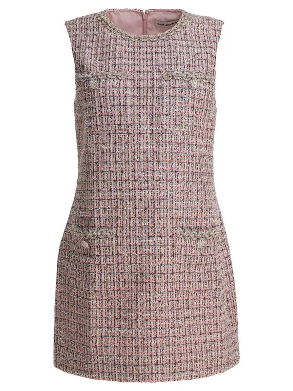 SELF-PORTRAIT Short Boucle Dress - Pink