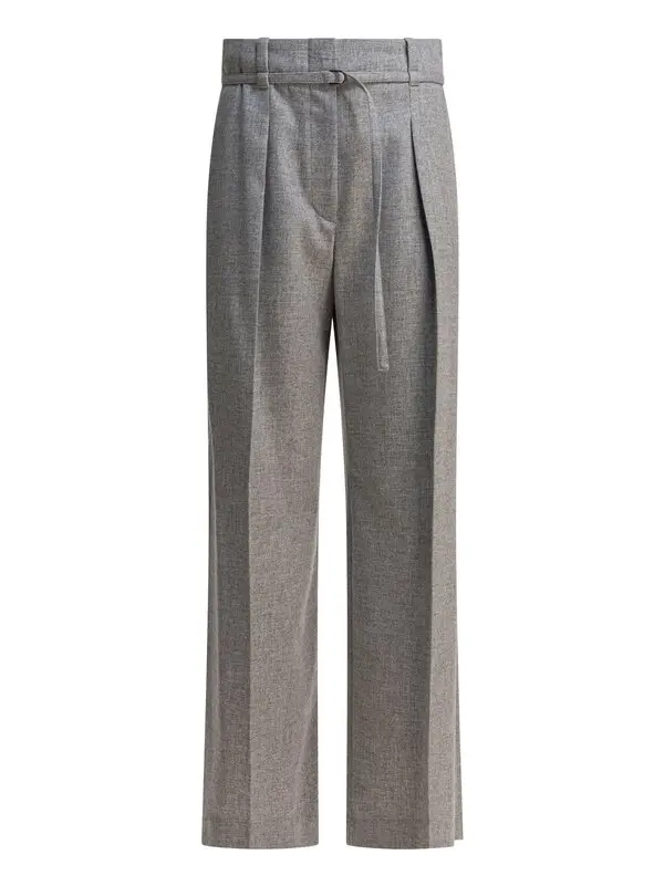 Brunello Cucinelli Wide-leg Wool-cashmere Pants - Grey