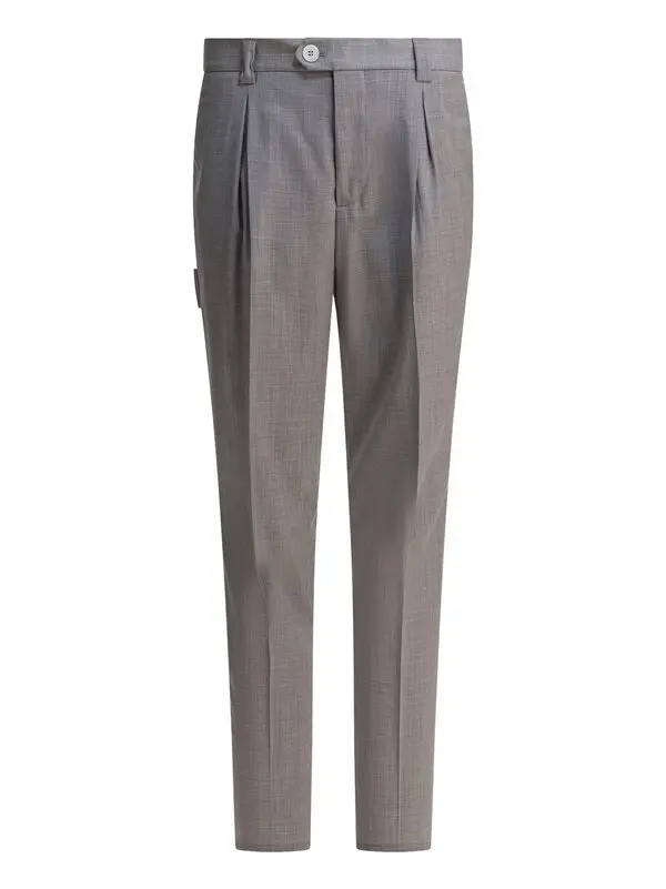 Brunello Cucinelli Virgin Wool Dynamic Pants - Grey