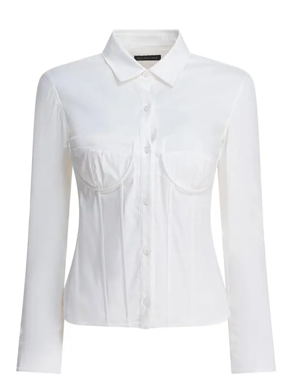 Balenciaga Stretch Poplin Corset Shirt - White