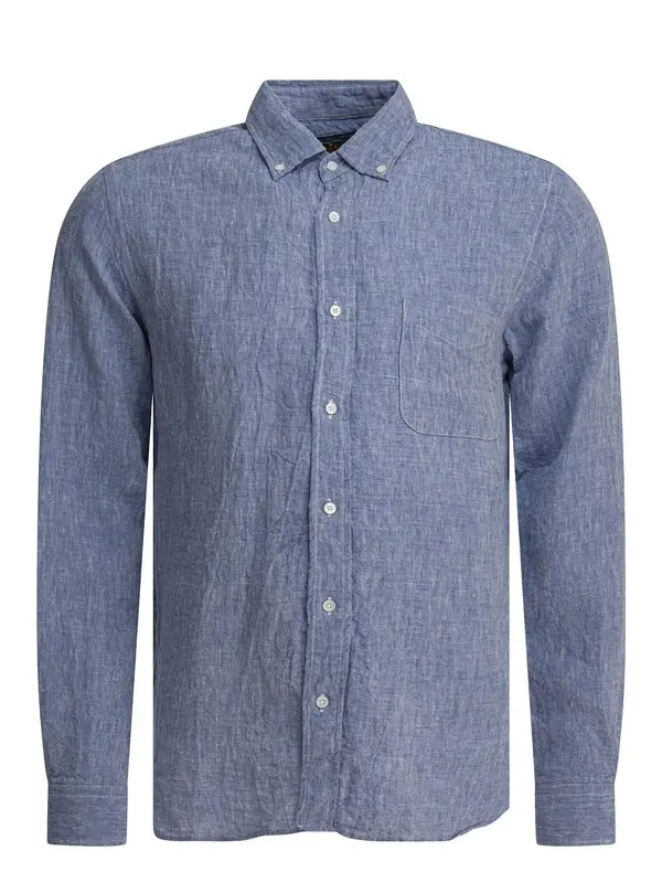 BEAMS Linen Solid' Shirt - Blue