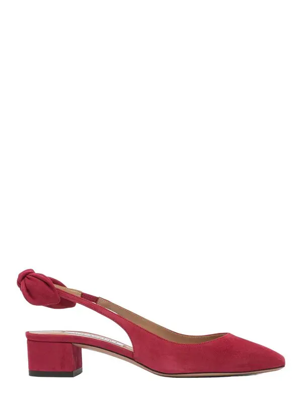 AQUAZZURA Very Bow Tie Sling Heeled Shoes - Red