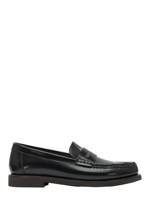 Brunello Cucinelli Leather Loafers With Monile Detail - Black