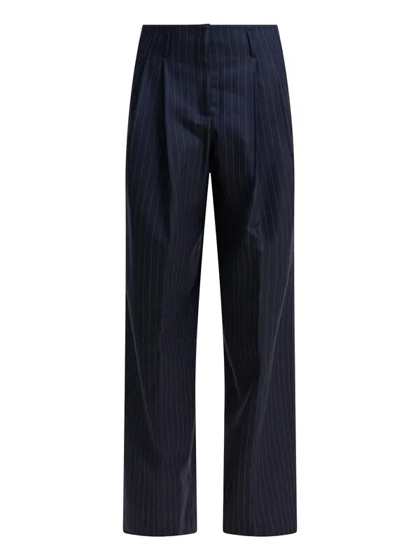GOLDEN GOOSE Wool Gabardine Wide-leg Pants - Blue