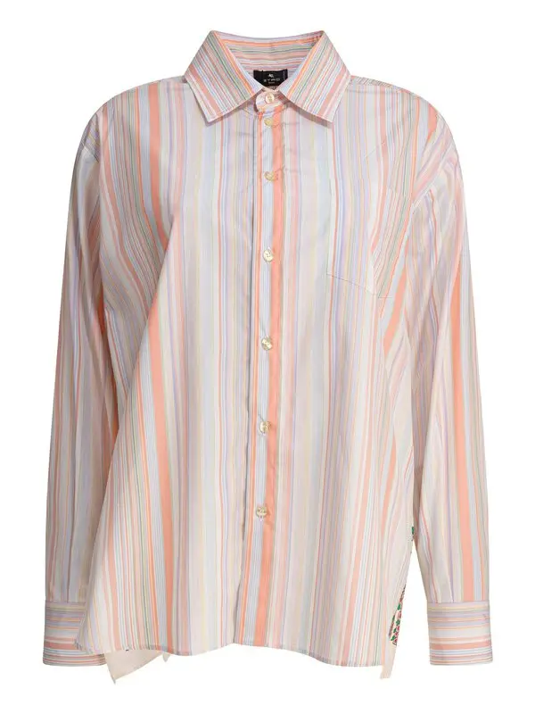 Etro Striped Shirt With Paisley Print - Pink