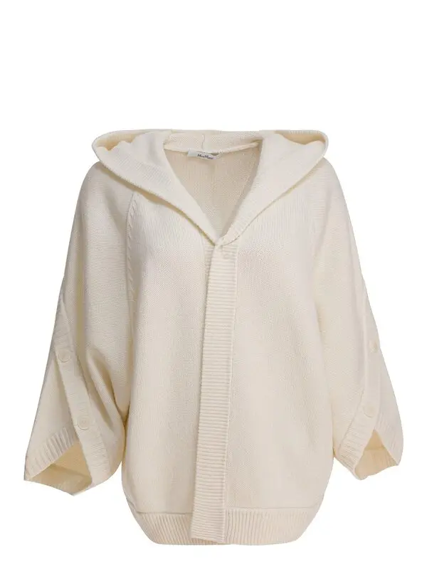 Max Mara Wool And Cashmere Hooded Cardigan - White
