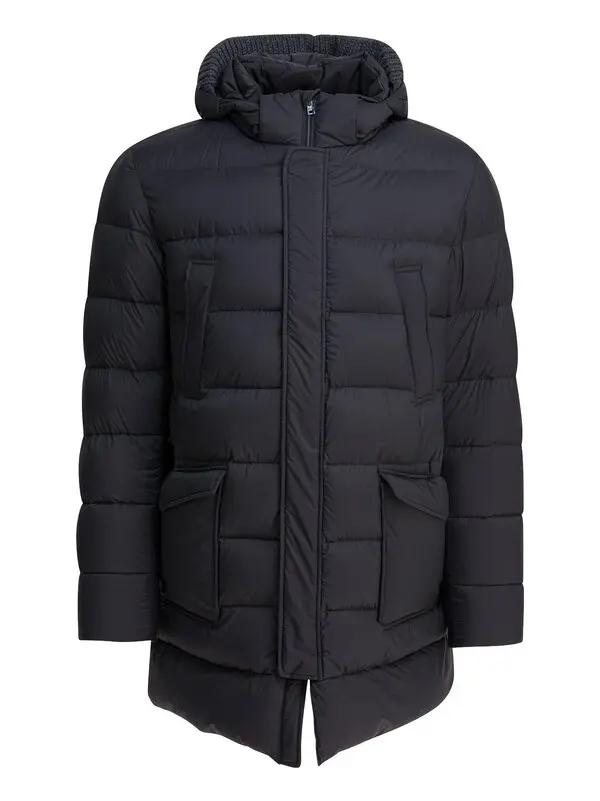 Herno Long Down Jacket With Hood - Grey