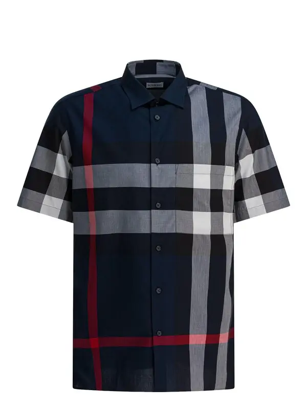 Burberry Check' Cotton Shirt - Blue
