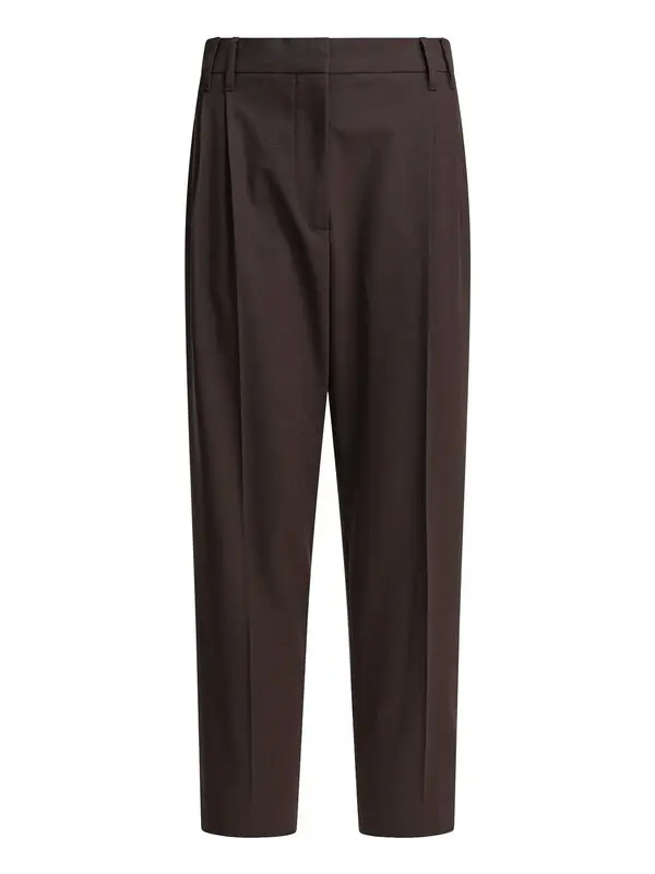 Brunello Cucinelli Slouchy Virgin Wool Blend Pants - Brown
