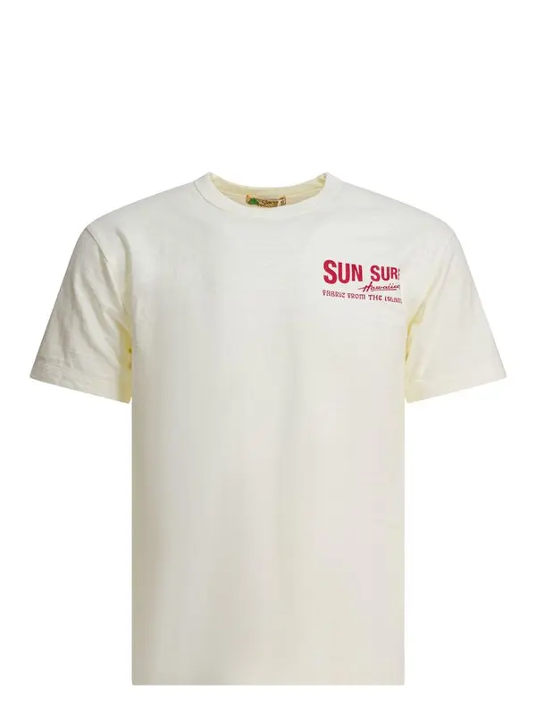 SUN SURF T Shirt With Logo - Beige