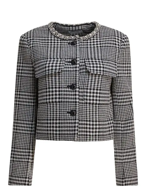 SELF-PORTRAIT Houndstooth Blazer - Black