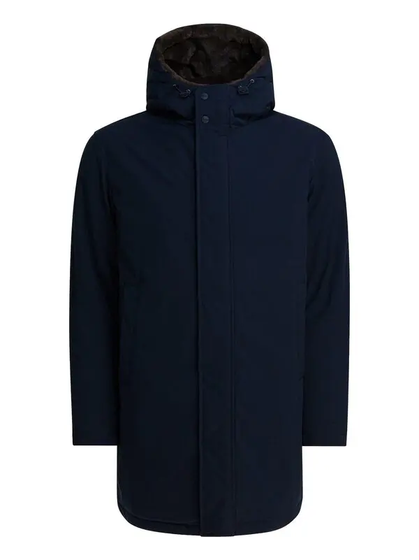 Herno Long Hooded Coat - Blue
