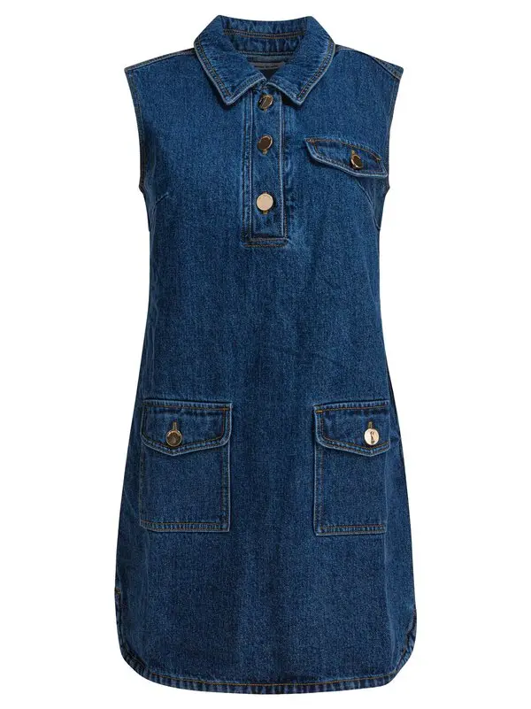 SELF-PORTRAIT Denim Mini Dress - Blue