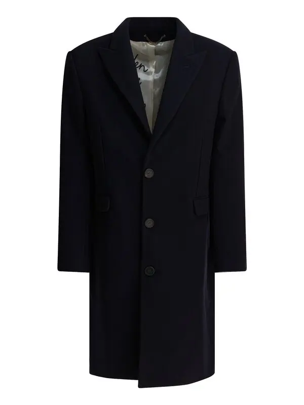 GOLDEN GOOSE Single-breasted Wool Coat - Blue