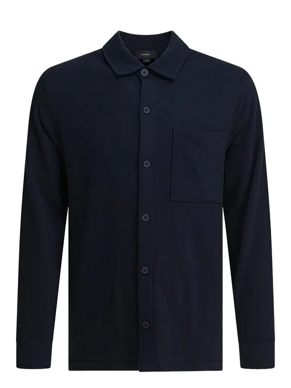 Vince Cotton Suede Overshirt Jacket - Blue
