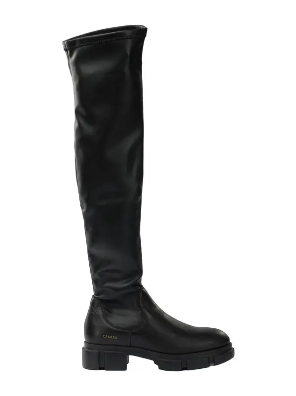 SUMMERY COPENHAGEN Leather Over-the-knee Boots - Black