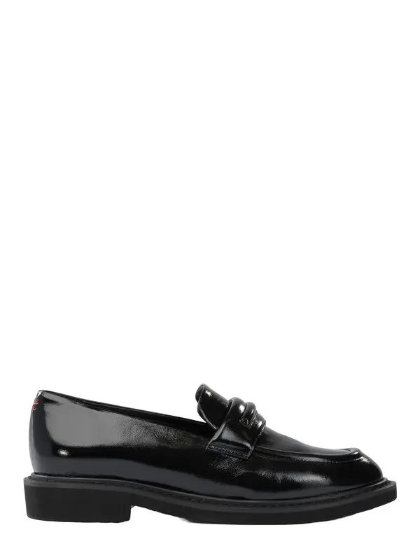 HALMANERA Glossy Leather Loafers - Black