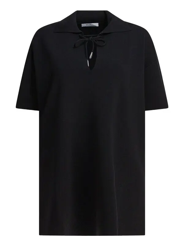 Max Mara Tie Neck Top - Black